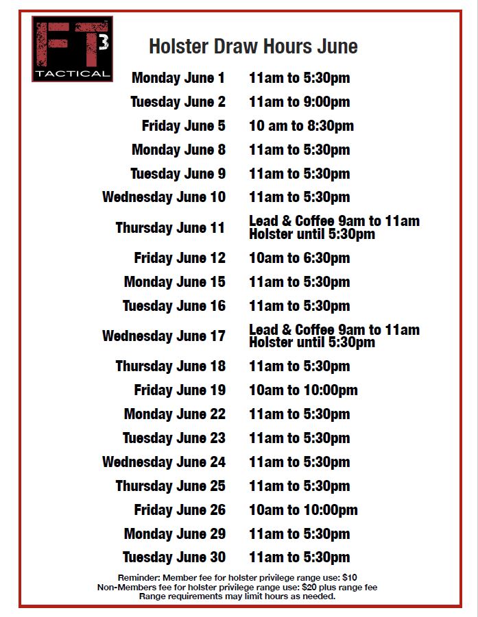Calendars | FT3 Tactical - Orange County Shooting Range