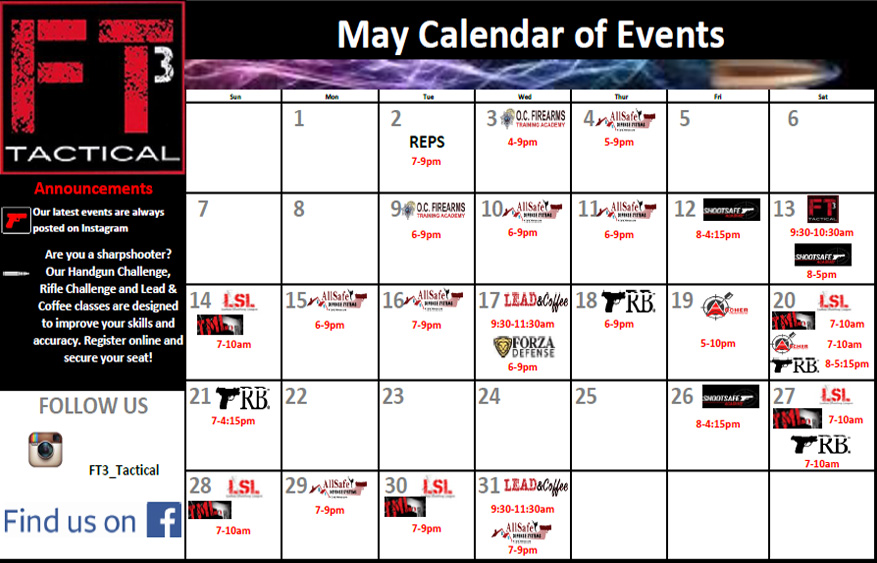 Calendars | FT3 Tactical - Orange County Shooting Range